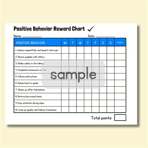 Positive Behavior Reward Chart