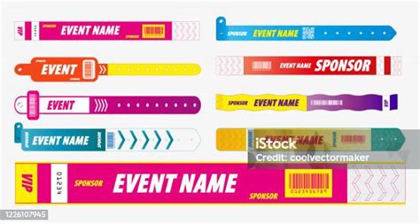 랜야드 팔찌 또는 콘서트 아이덴티티 입구 컨셉세트 Eps 10 벡터 뮤직 페스티발에 대한 스톡 벡터 아트 및 기타 이미지 뮤직 페스티발 티켓 팔찌 Istock