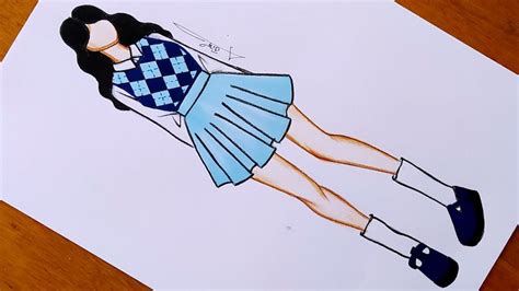 رسم ازياء كورية جميلة سهلة جدا خطوة بخطوة رسم ازياء كاجوال رسم بنات