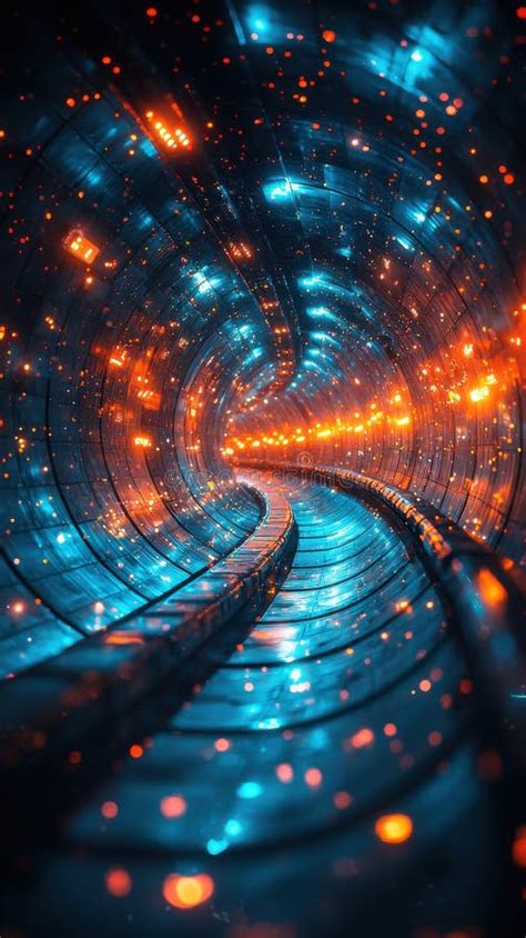 Mesmerizing Tunnel Of Refracted Digital Light With Vibrant Colors And Patterns Stock Image