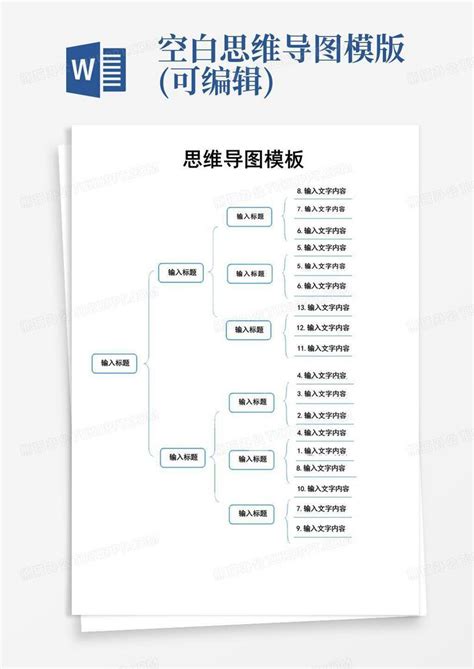 空白思维导图模版 可编辑 Word模板下载 编号qxmgvjjj 熊猫办公