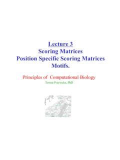 Lecture Scoring Matrices Position Specific Scoring Lecture Scoring Matrices Position