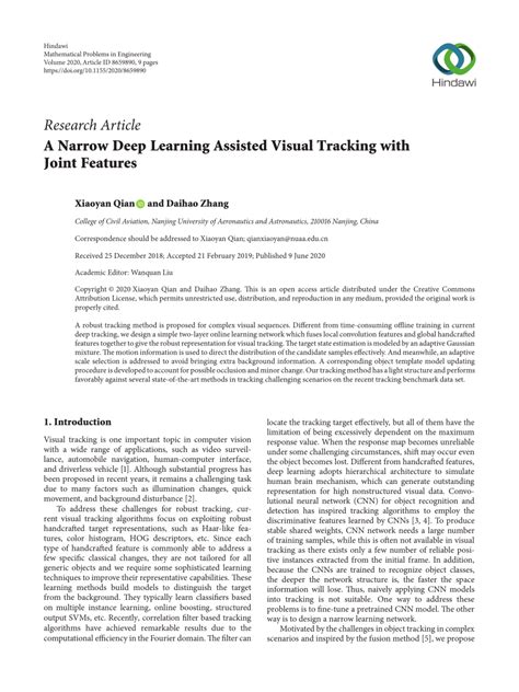 Pdf A Narrow Deep Learning Assisted Visual Tracking With Joint Features