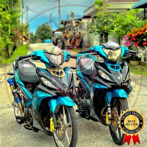 Coverset Yamaha Siap Tanam Lc135 Lc V7 Metalic Cyan Glossy Kilat Doctor Edition Shopee Malaysia