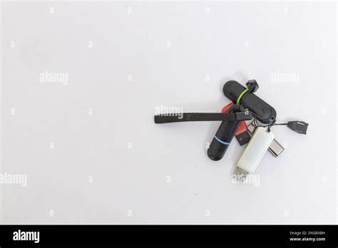 Pen Drives Also Called Flash Drives Used To Store Data From Computer Kept With White Background