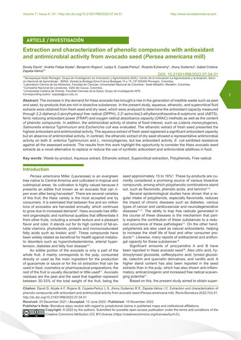Pdf Extraction And Characterization Of Phenolic Compounds With Antioxidant And Antimicrobial