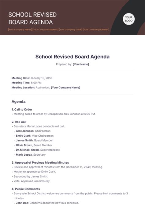Page 5 Free Agenda Templates And Examples Edit Online And Download