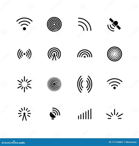Wireless Wifi And Radio Signals Icons Antenna Mobile Signal And Wave Vector Symbols Isolated