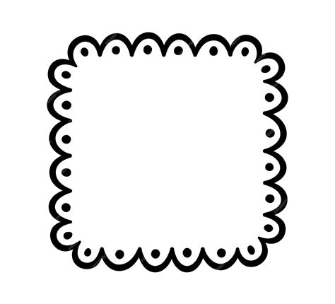 Premium Vector Doodle Circle Scalloped Frame Hand Drawn Scalloped Edge Ellipse Shape Simple