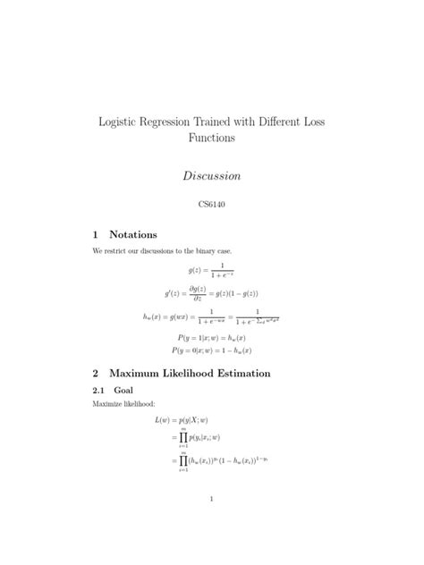 Logisticregressionloss Pdf Robust Statistics Logistic Regression