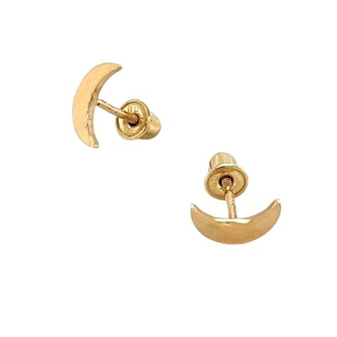18k Gold Crescent Moon Stud Earrings The Jewelry Vine