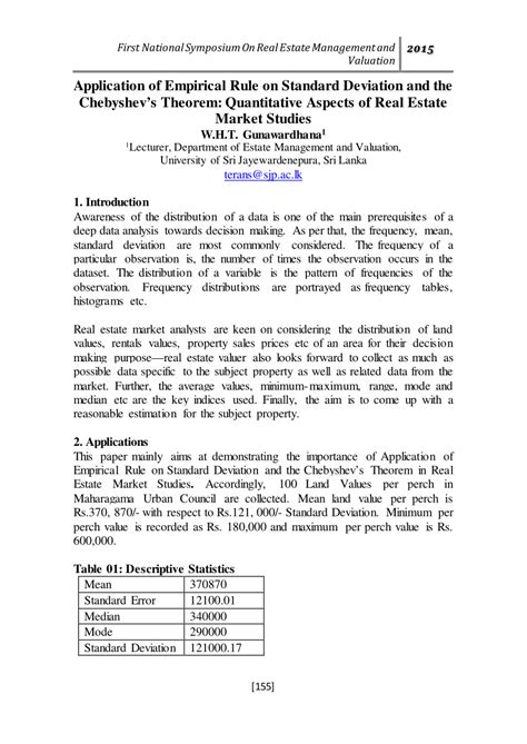 Download Pdf Application Of Empirical Rule On Standard Deviation And