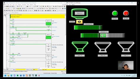Program Sistem Crusher And Conveyor Penyimpanan Material Cx Programmer And Cx Designer Simulation