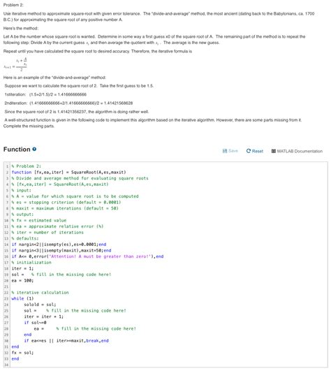 Solved Problem 2 Use Iterative Method To Approximate