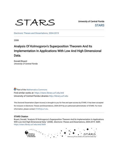 Pdf Analysis Of Kolmogorovs Superposition Theorem And Its Dokumentips