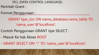 Mengenal DDL DML Dan DCL Dalam DATABASE Pptx