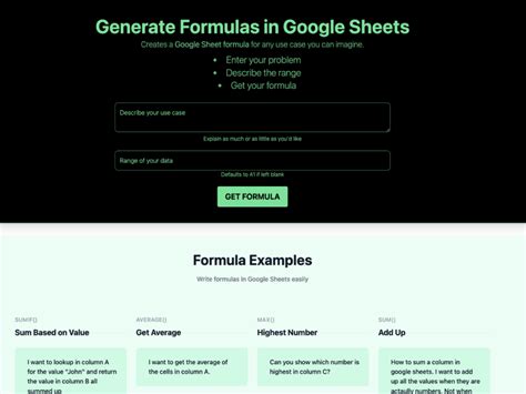 Google Sheets Formula Generator Ai Tool Reviews 2025 Details Pricing