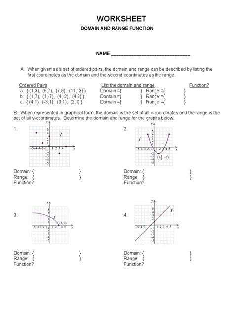 9worksheet Domain Range Function Pdf Domain Of A Function Function Mathematics