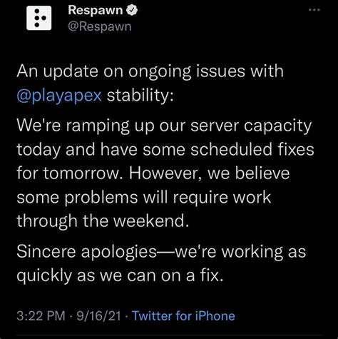 Update On Server Issues Clearly Not Going To Be Fixed Anytime Soon R Apexlegends
