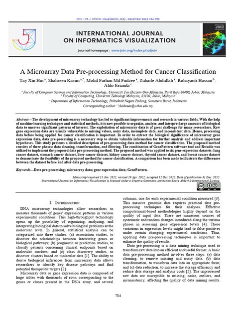 A Microarray Data Pre Processing Method For Cancer Classification Pdf