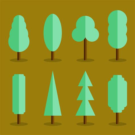 Vector Set Of Simple Tree Icons Flat Style Vector Art At Vecteezy