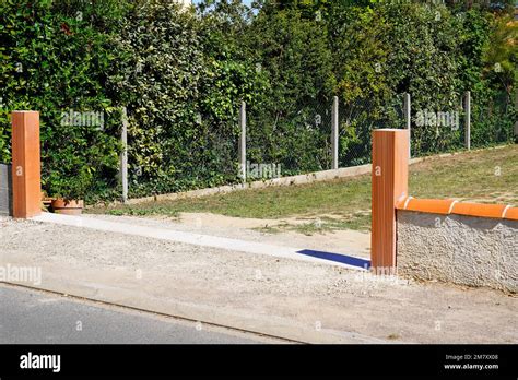 Portal Location Of Future Garden Entrance Gate And Garage After The Installation And Assembly