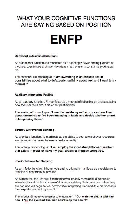 What The Enfp Cognitive Functions Say Based On Position Renfp