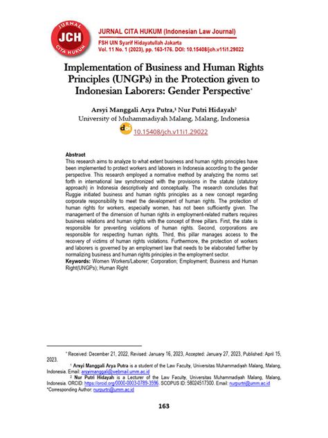 Implementation Of Business And Human Rights Principles Ungps In The Protection Given To