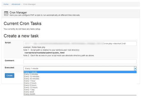 Cron Setting Up Cronjobs In Sentora To Be Performed At User Defined