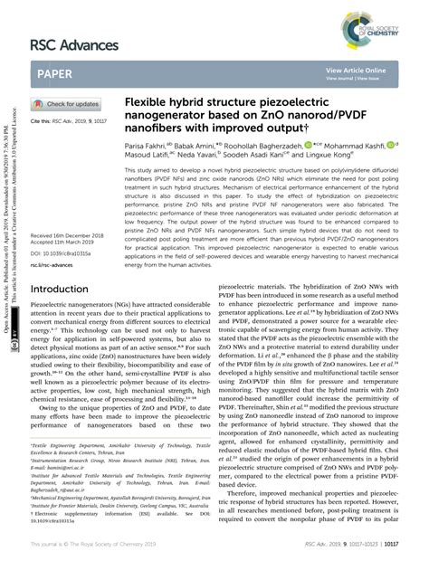 Pdf Flexible Hybrid Structure Piezoelectric Nanogenerator Based On