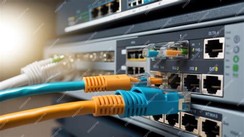 Close Up Of Colorful Ethernet Cables Connected To A Router For