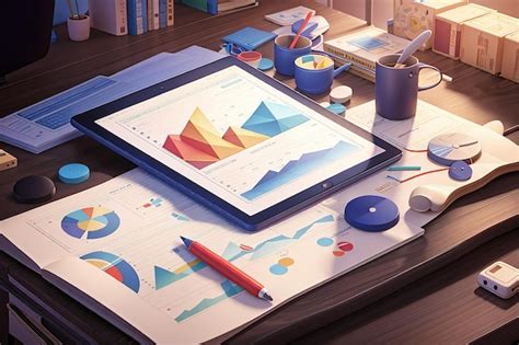 Premium Ai Image 3d Financial Report Chart Data Analysis And Web Development Concept Tablet