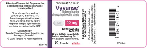 Vyvanse Package Insert Prescribing Information