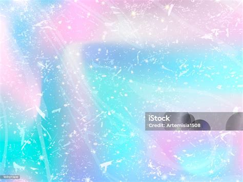 레인 보우 메쉬 유니콘 배경입니다 홀로그램 판타지 그라데이션 배경 막입니다 벡터 일러스트 포스터 안내 책자 초대장 커버 책 카탈로그에 대 한 공주에 대한 스톡 벡터 아트 및