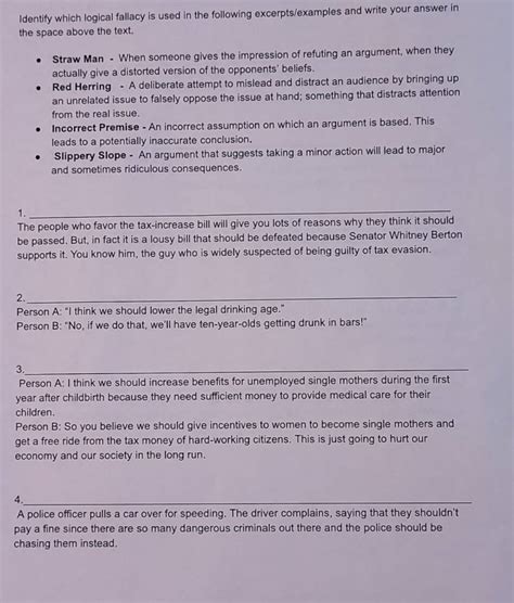Identify Which Logical Fallacy Is Used In The Following Excerpts