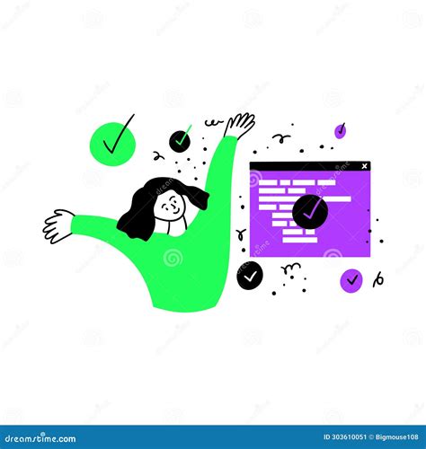 Cartoon Color Web Development Concept Scene With Character Girl Vector