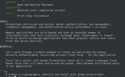 show command help in pager or less · issue 3434 · build trust ockam