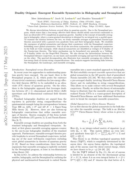 Pdf Duality Origami Emergent Ensemble Symmetries In Holography And Swampland