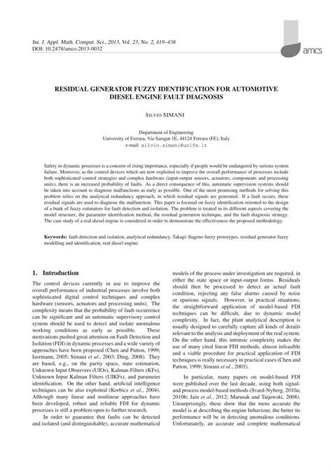 pdf residual generator fuzzy identification for automotive matwbn