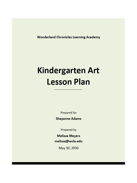 Kindergarten Art Lesson Plan Template Pdf