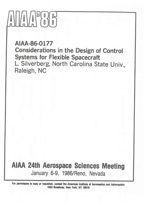 Pdf Considerations In The Design Of Control Systems For Flexible Spacecraft