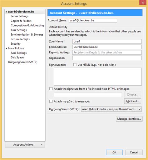 Configure Thunderbird That Emails Be Deleted On Server Combell