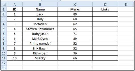 Hyperlinks In Excel 2010