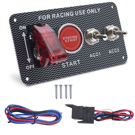 Geloo 12v Ignition Switch Panel Engine Start Push Button Toggle Switch Panel 4 Stage Switch For