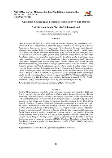 pdf optimasi keuntungan dengan metode branch and bound