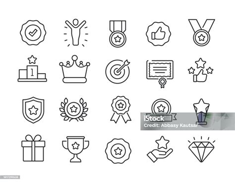 어워드 라인 아이콘 편집 가능한 획 웹사이트 마케팅 디자인 로고 앱 템플릿 Ui 등 벡터 일러스트레이션 스톡 일러스트 아이콘에 대한 스톡 벡터 아트 및 기타 이미지 Istock