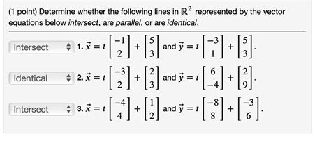Solved Point Determine Whether The Following Lines In R Chegg