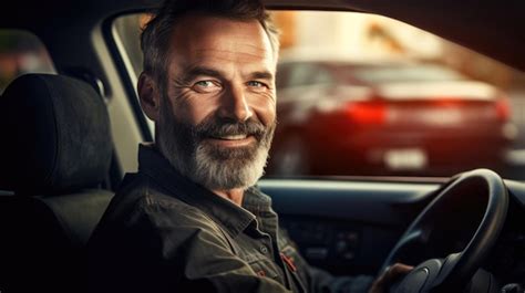 Premium Photo Portrait Of Driving Instructor In Car On A Blurred