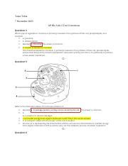 Cellular Organelles And Functions AP Bio Unit Test Corrections Course Hero