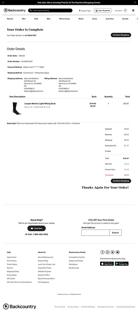 Backcountrys Receipt Order Confirmation 163 Of 656 Receipt Order Confirmation Examples Backcountrys Receipt Order Confirmation 163 Of 656 Receipt Order Confirmation Examples